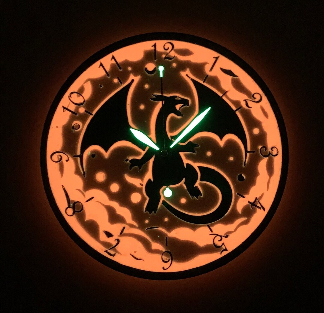 Charizard 3D Printed Glow in the Dark Clock - Etsy