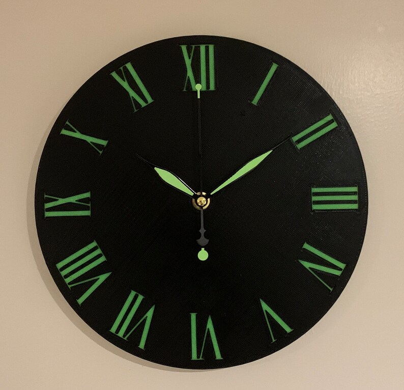 Standard Glow in the Dark 3D Printed Wall Clock With Roman Numerals - Etsy