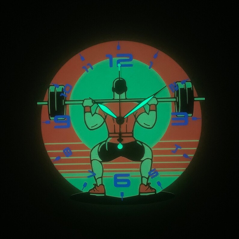 Weightlifting Athlete 3D Printed Glow in the Dark Clock - Etsy