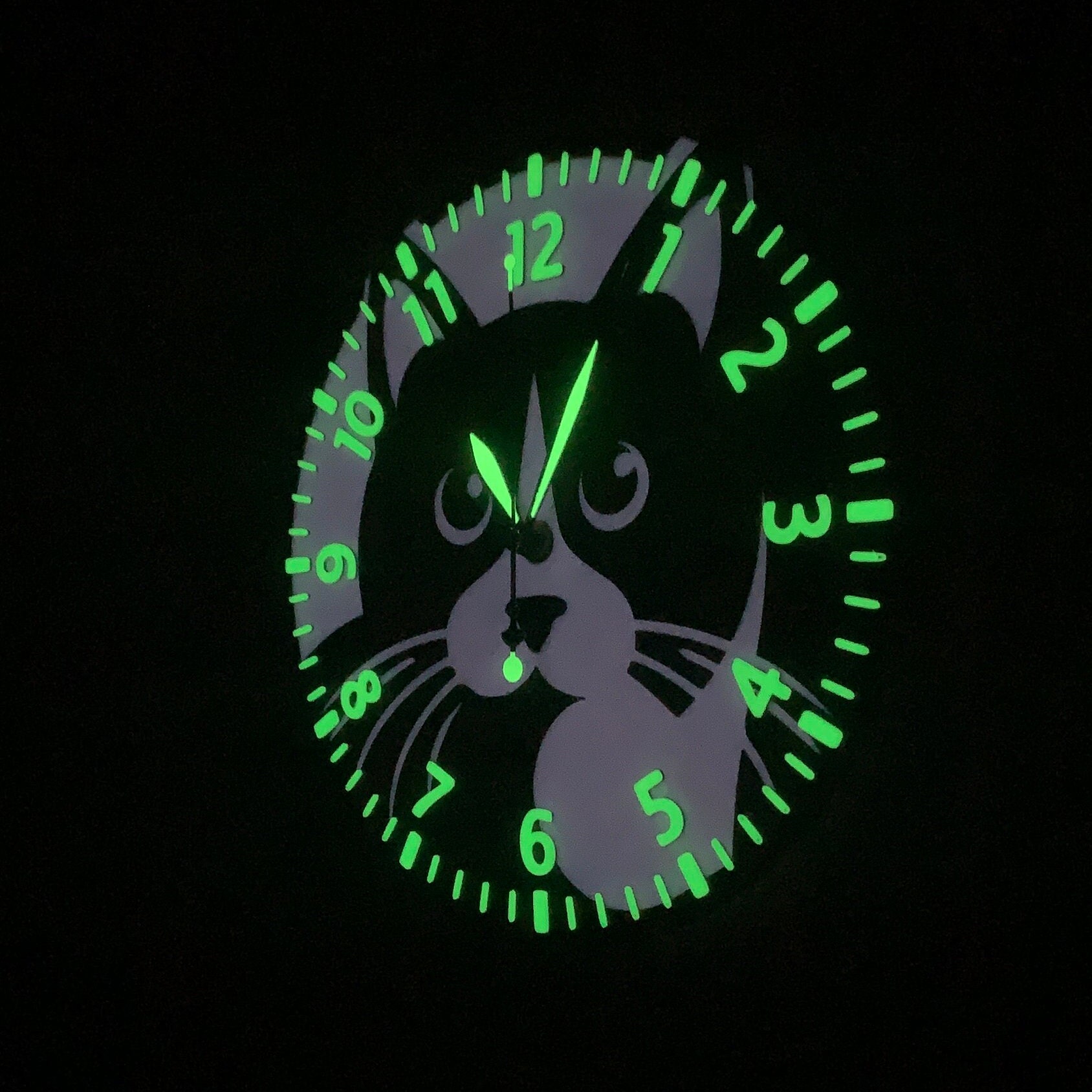 Tuxedo Cat 3D Printed Glow in the Dark Clock - Etsy