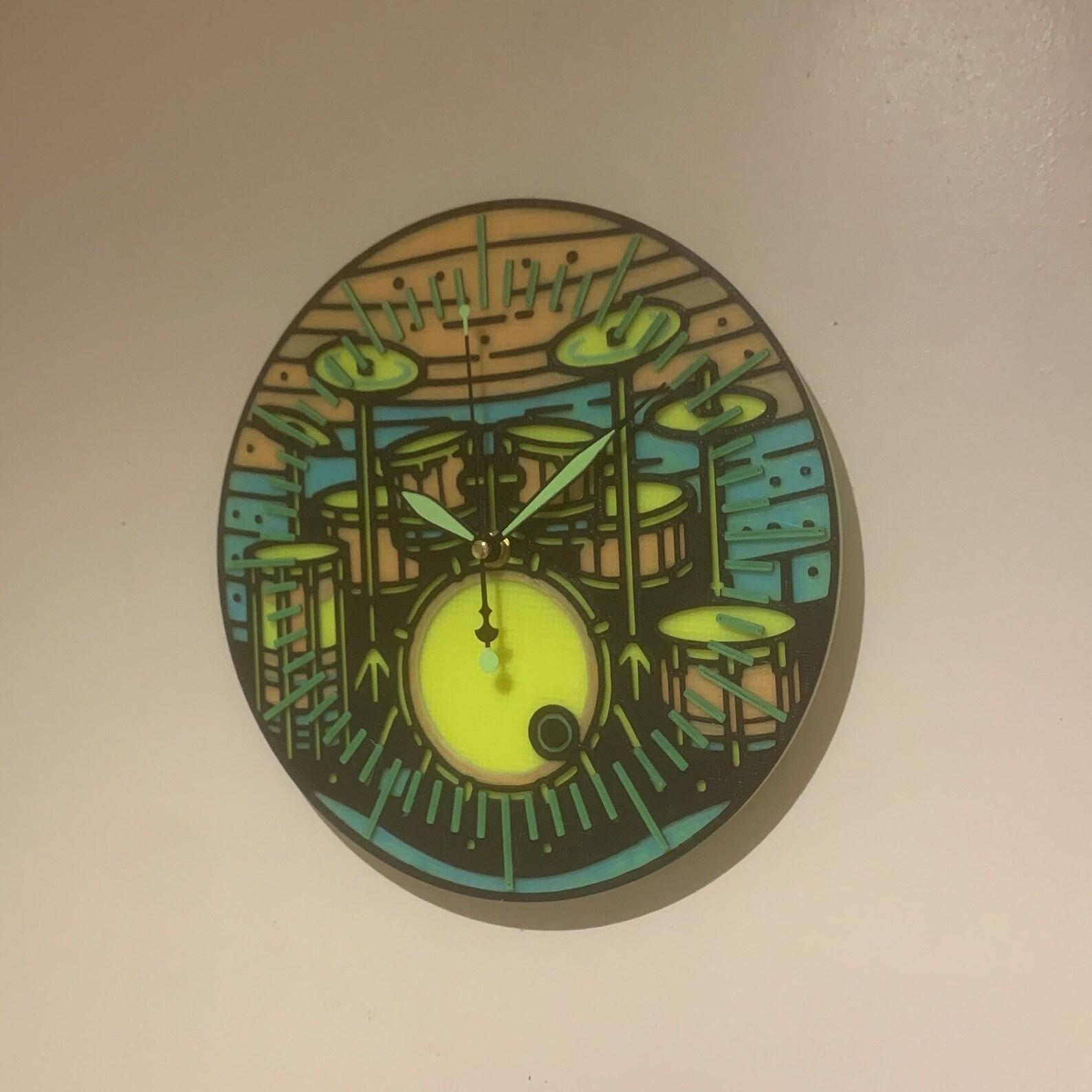 Groovy Drumkit 3D Printed Glow in the Dark Clock - Etsy