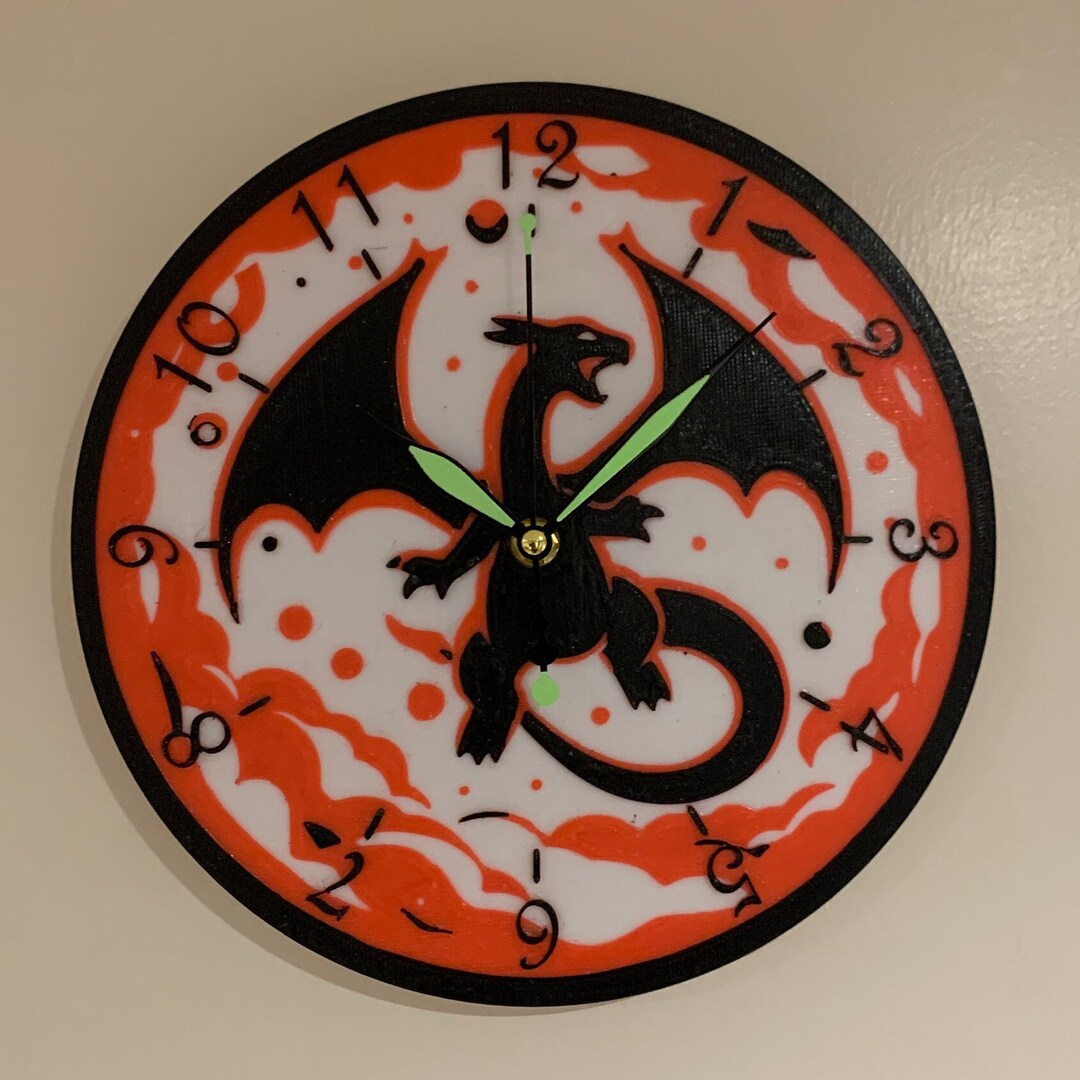 Charizard 3D Printed Glow in the Dark Clock - Etsy UK