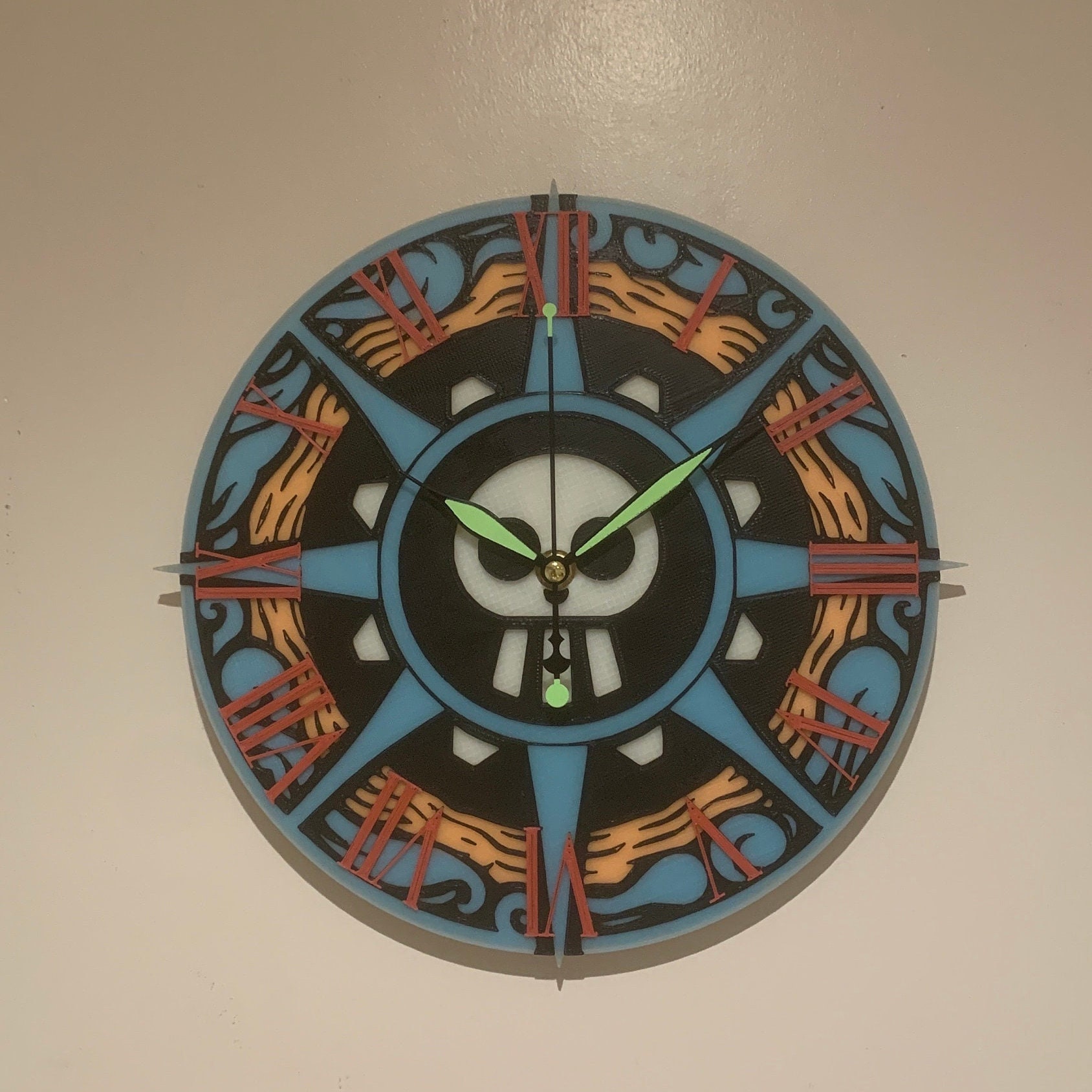 Sea Wave Skull 3D Printed Glow in the Dark Clock - Etsy