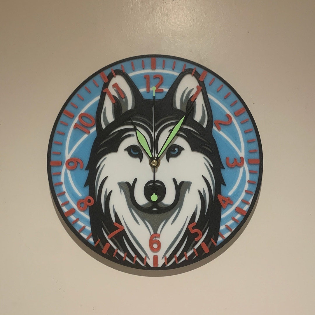 Husky Dog 3D Printed Glow in the Dark Clock - Etsy