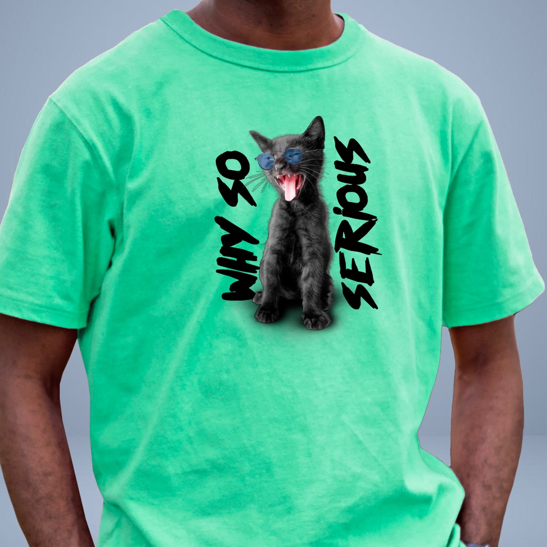 Why so Serious T-shirt, Black Cat T-shirt, Funny T-shirt, Funny Cat T ...