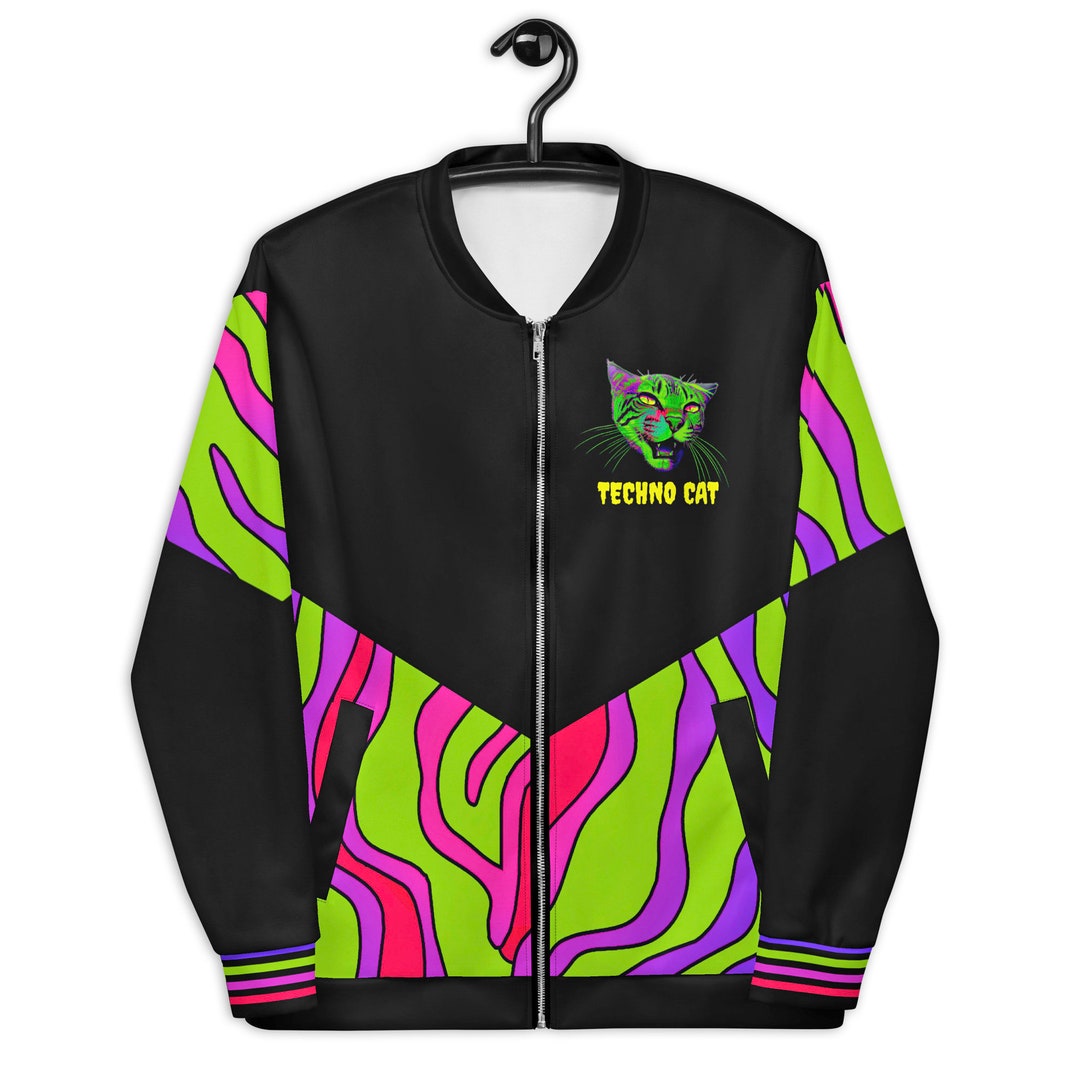 Psychedelic Bomber, Techno Jacket, Jacket With Techno Cat, Bomber ...