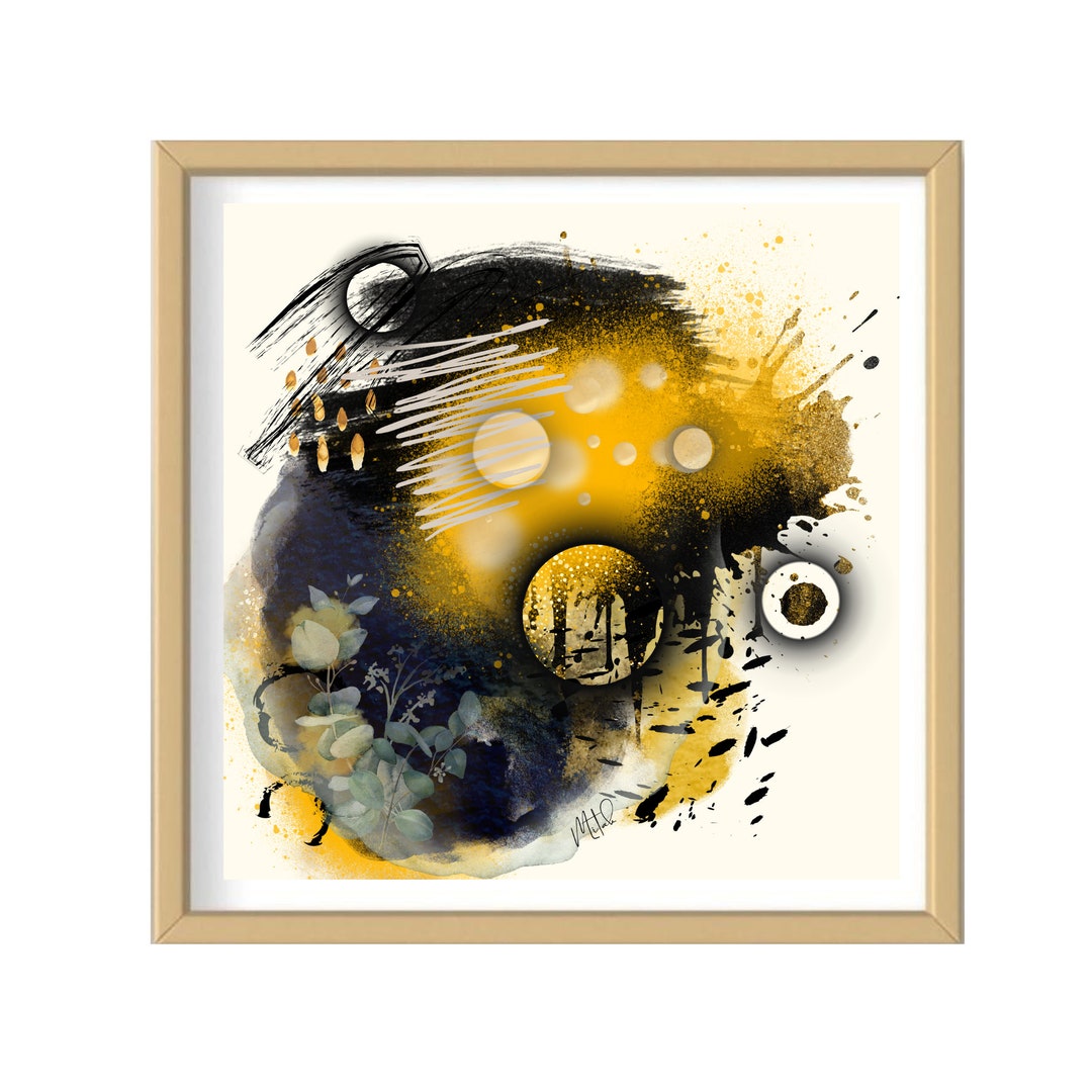 Limited Edition Print of Original Abstract Collage Mitak Art Gold Red ...