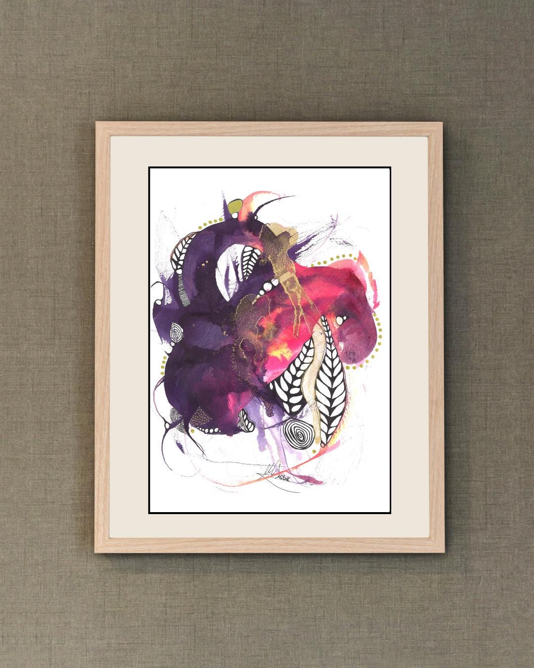 Design 45 Signed Original COA Mitak Indian Ink Abstract Art on Recycled ...