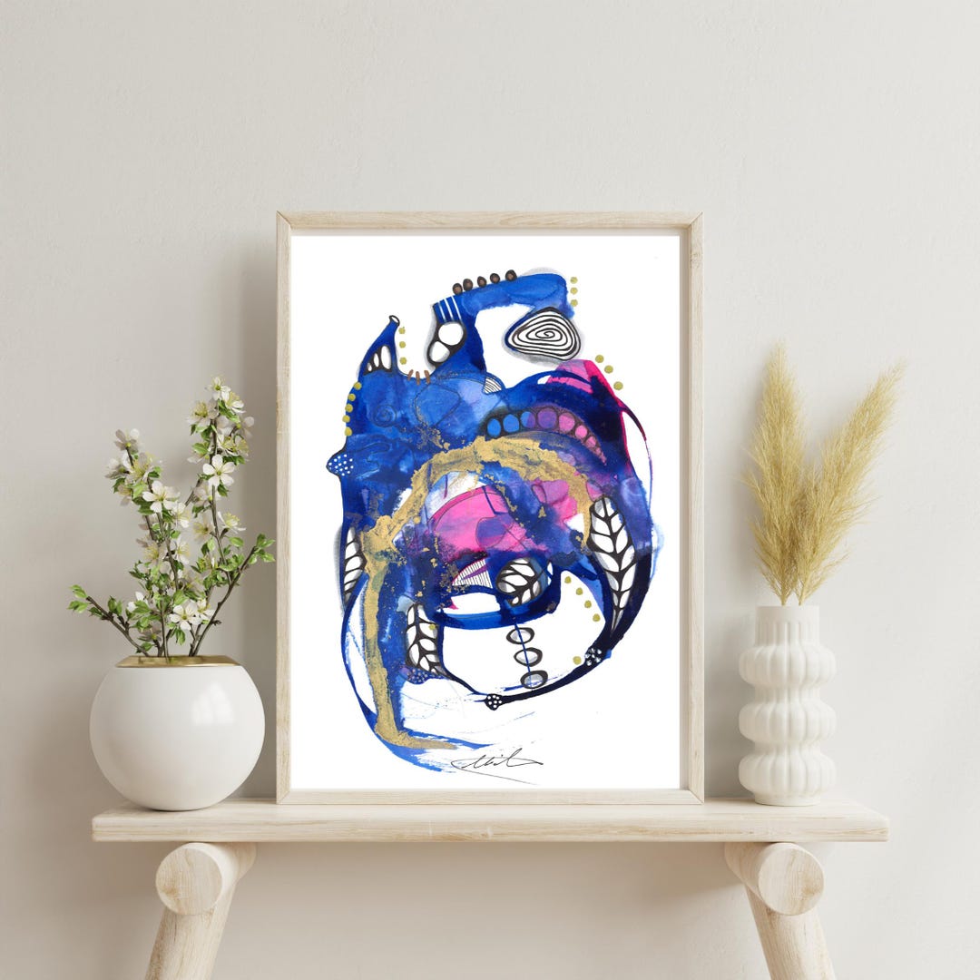 Original COA Mitak Art Indian Ink Floral Nature Botanical Doodling ...