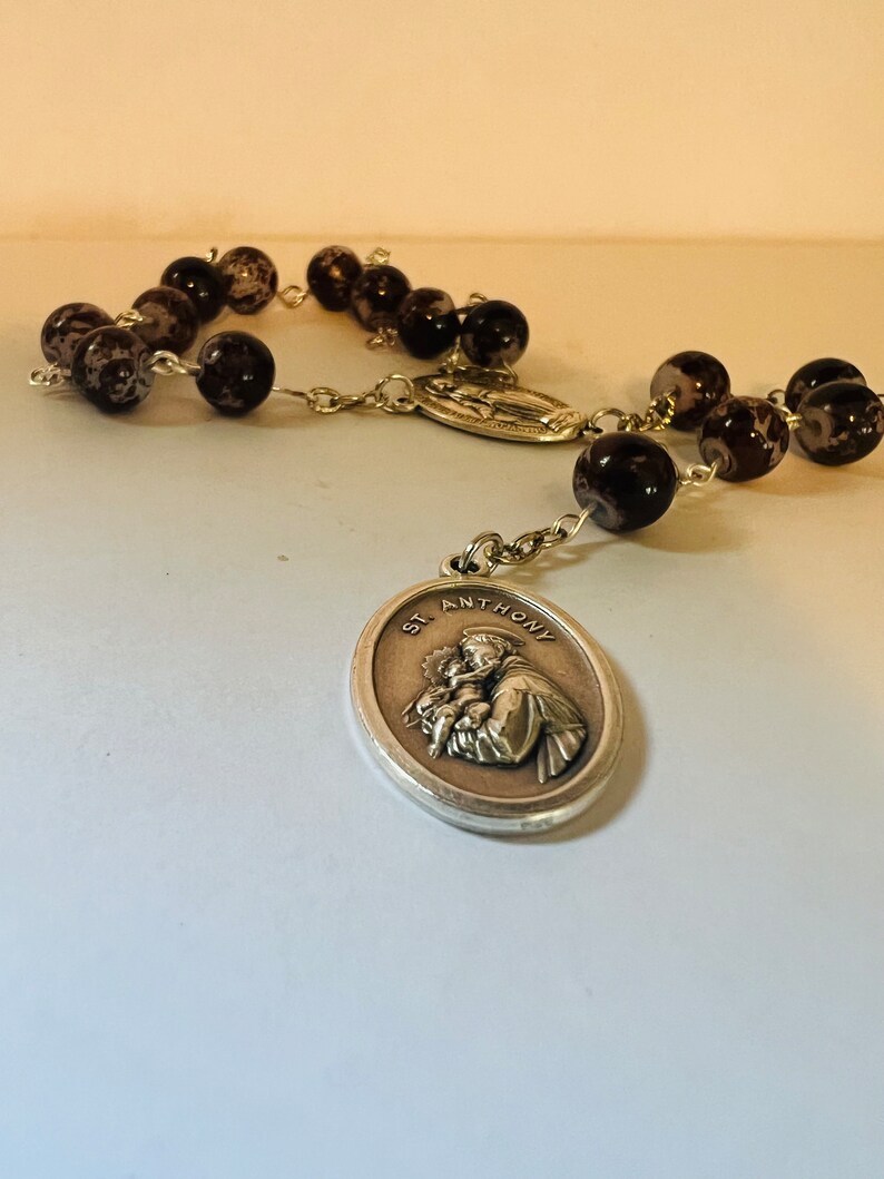 Saint Anthony Glass Bead Rosary Chaplet, Catholic, Spirituality, Prayer ...