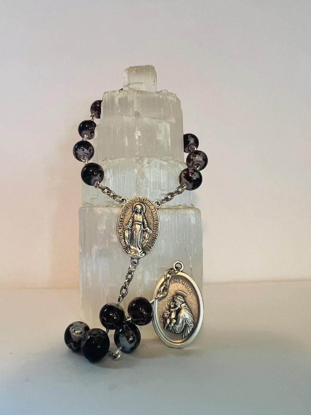 Saint Anthony Glass Bead Rosary Chaplet, Catholic, Spirituality, Prayer ...