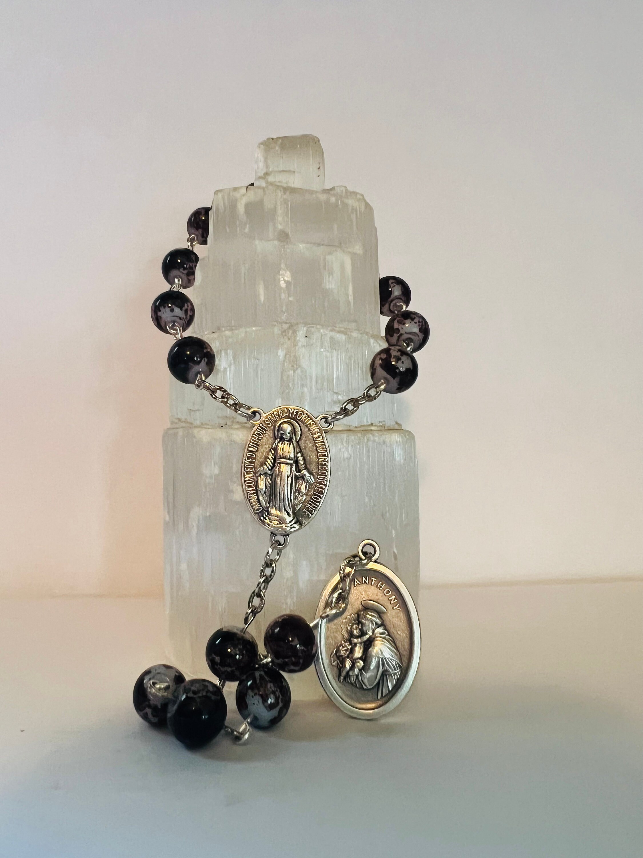 Saint Anthony Glass Bead Rosary Chaplet, Catholic, Spirituality, Prayer ...