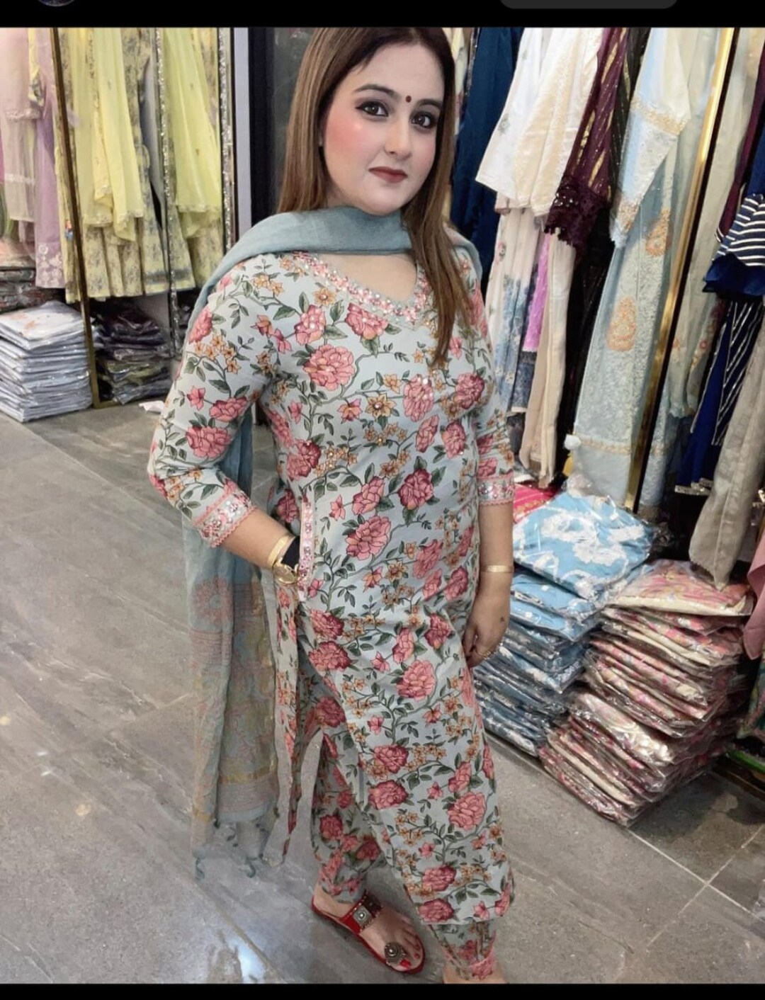 Block Print Straight Kurta Set for Women With Afghani Parttan - Etsy