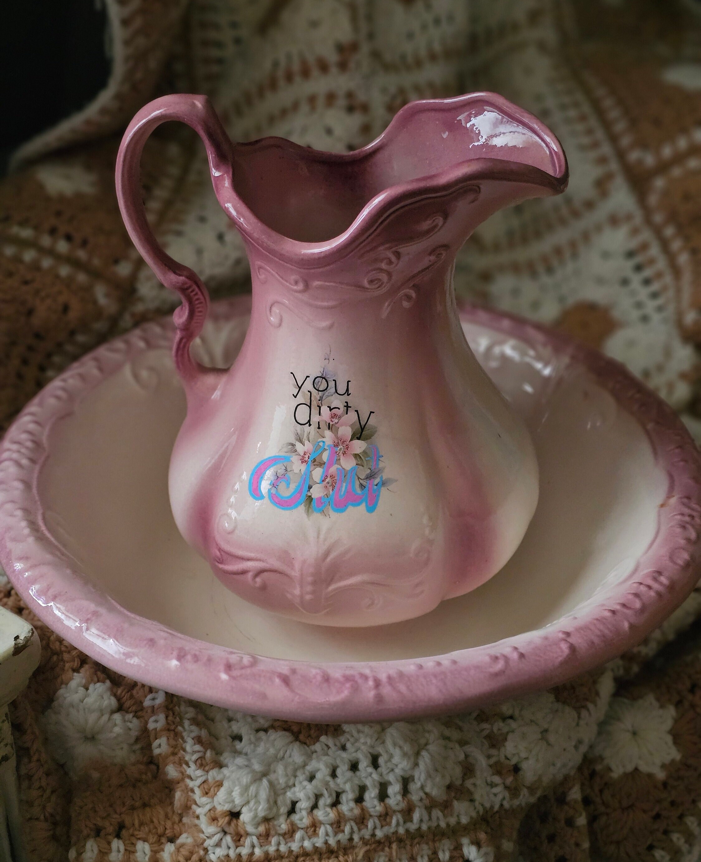 You Dirty Slut Vintage Pitcher & Basin - Etsy