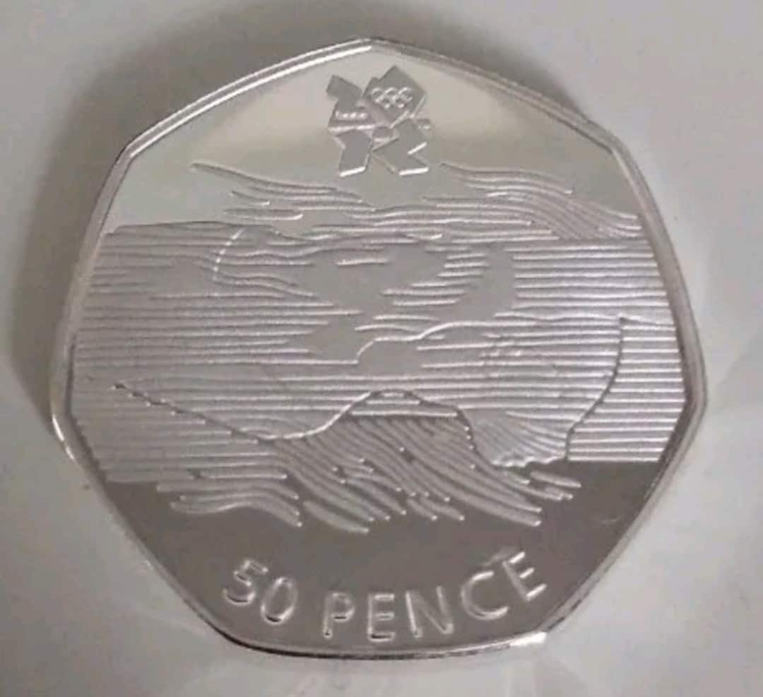2011 Olympic Aquatic Error 50p Coin ,lines Through Face ,silver Proof ...