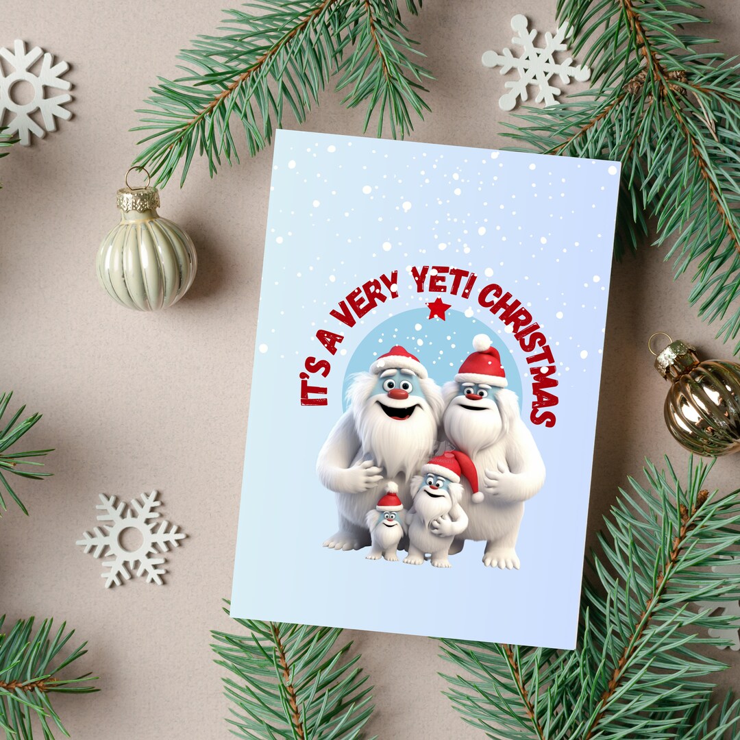 Digital Printable Yeti Family Christmas Card - Etsy