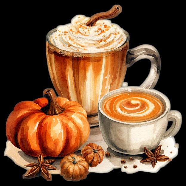 Pumpkin Spice Watercolor Clipart Bundle 50 PNG Cozy Fall - Etsy