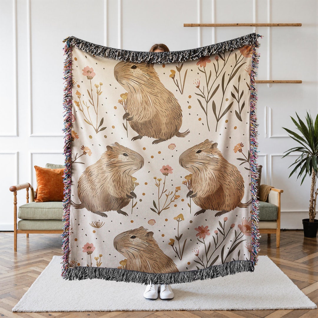 Capybara Woven Blanket Nature Wildlife Home Decor Cute Capybara ...