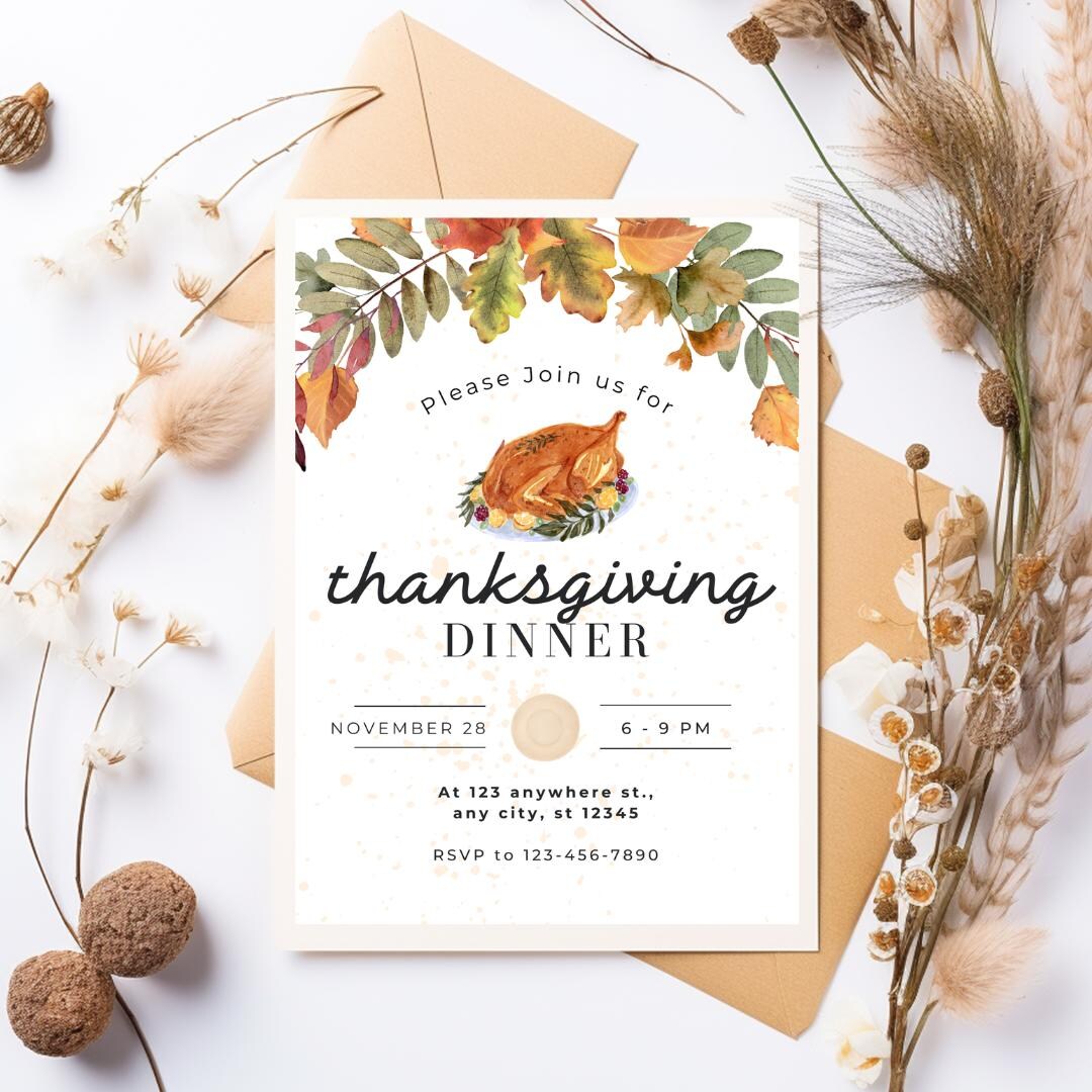 Thanksgiving Editable Invitation Template - Etsy