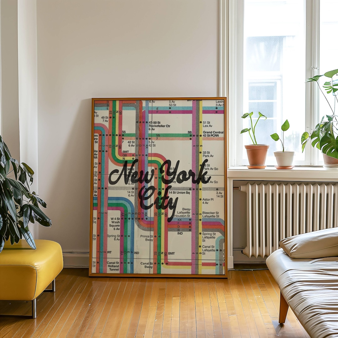 New York City Subway Map Wall Art, Vintage Map Print, NYC Poster, NY ...