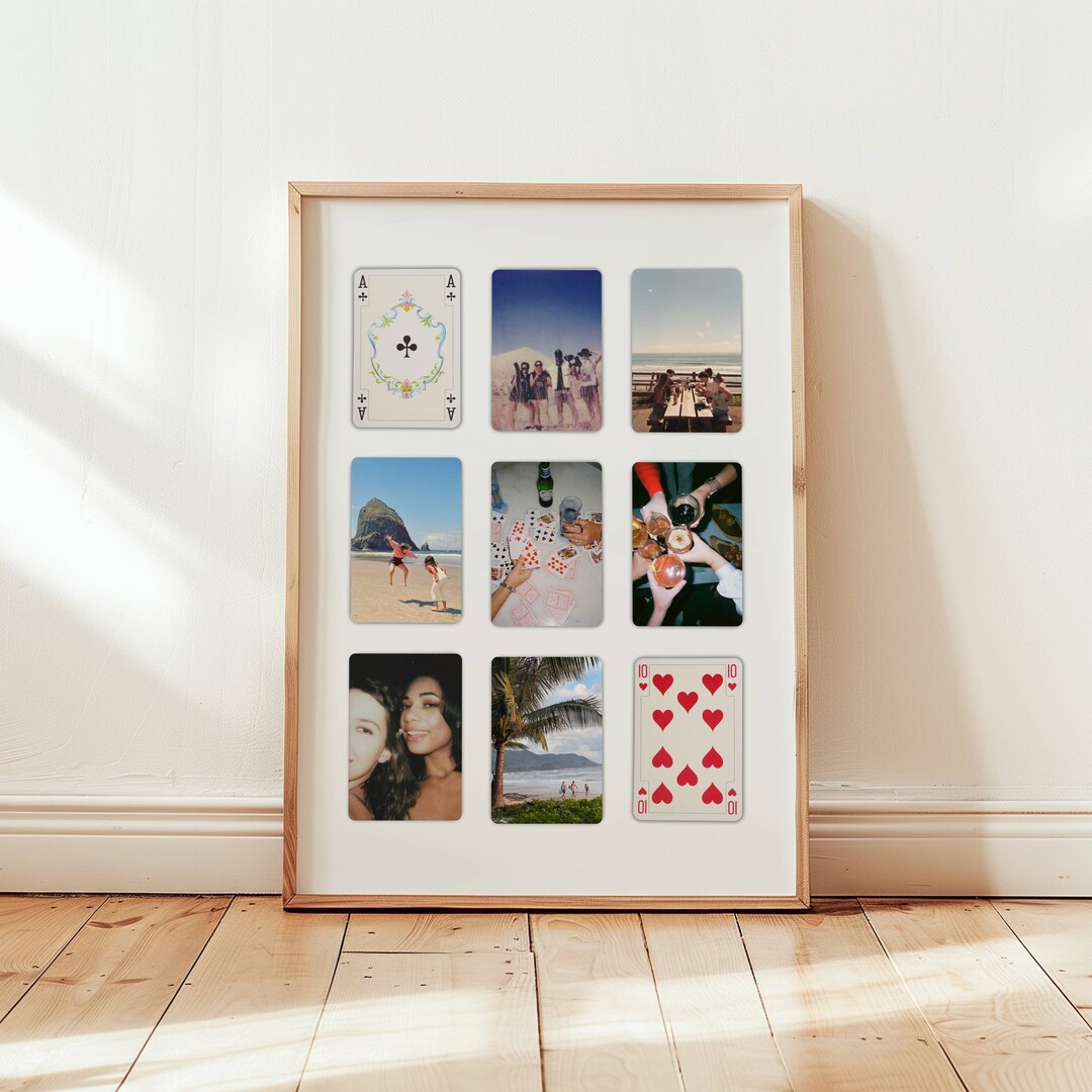 Custom Playing Card Collage, Trendy Personalized Photo Wall Art, Friend ...