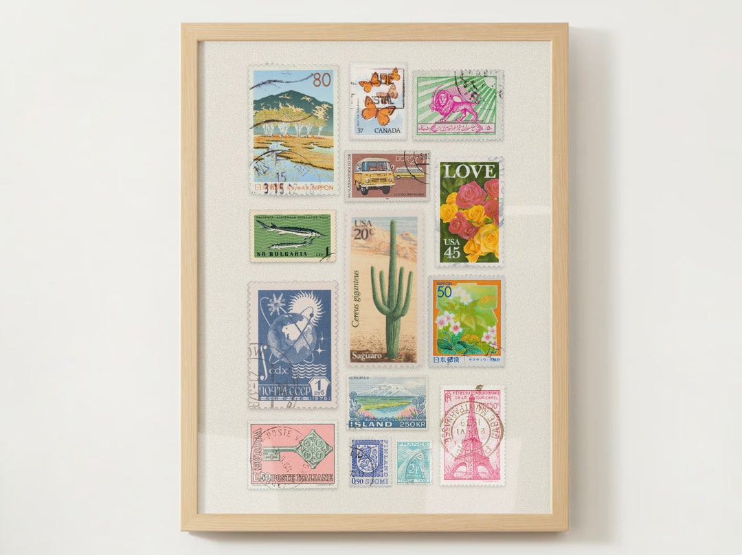 Stamp Art, Vintage Stamp Printable Wall Art, Postage Stamp Digital ...