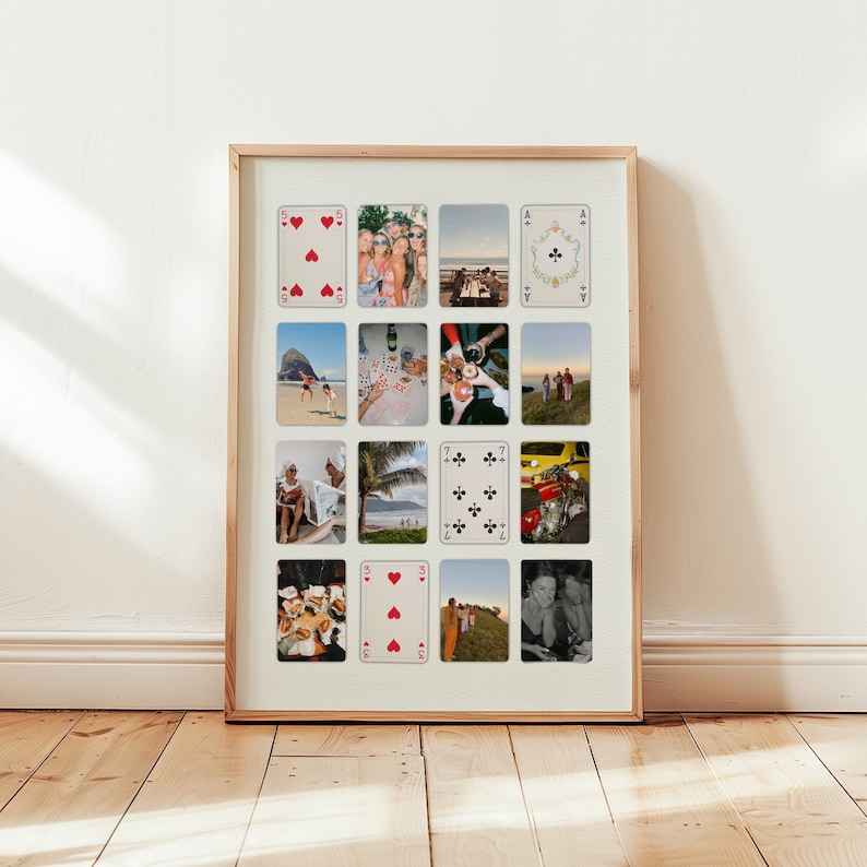 Custom Playing Card Collage, Trendy Personalized Photo Wall Art, Friend ...