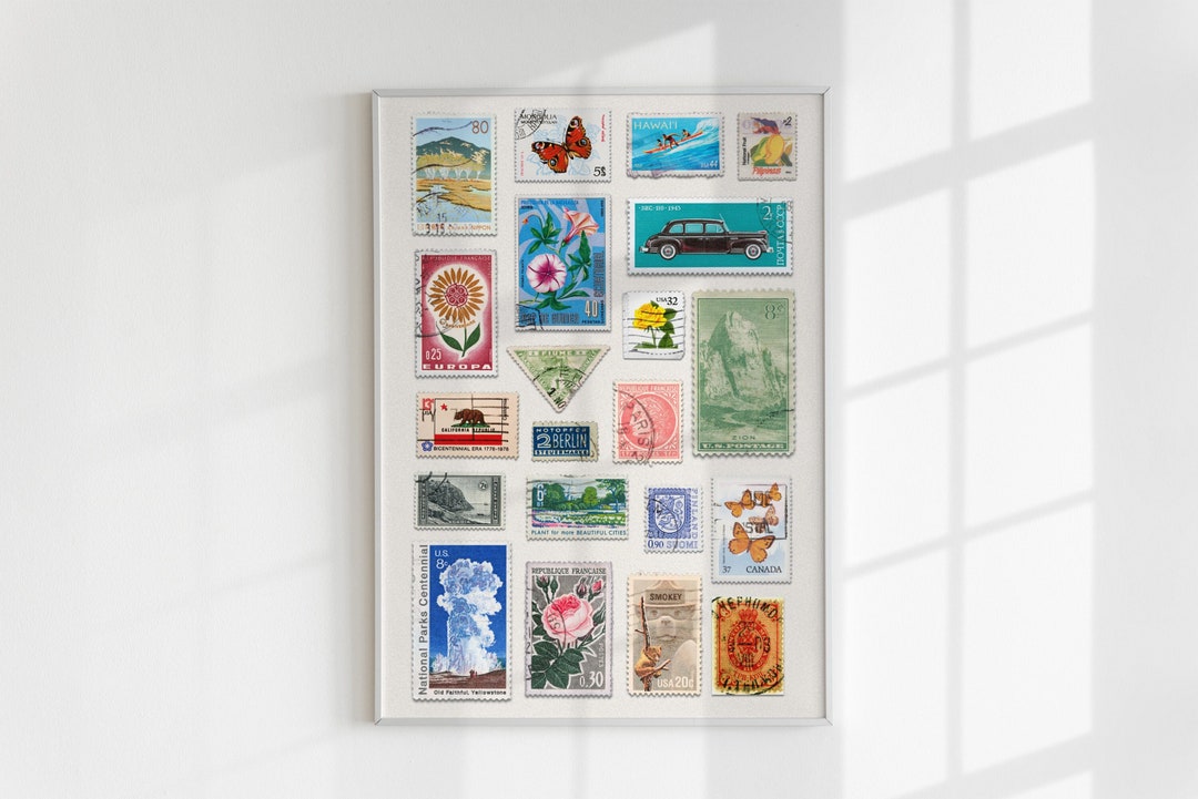 Stamp Art, Vintage Stamp Printable Wall Art, Postage Stamp Digital ...