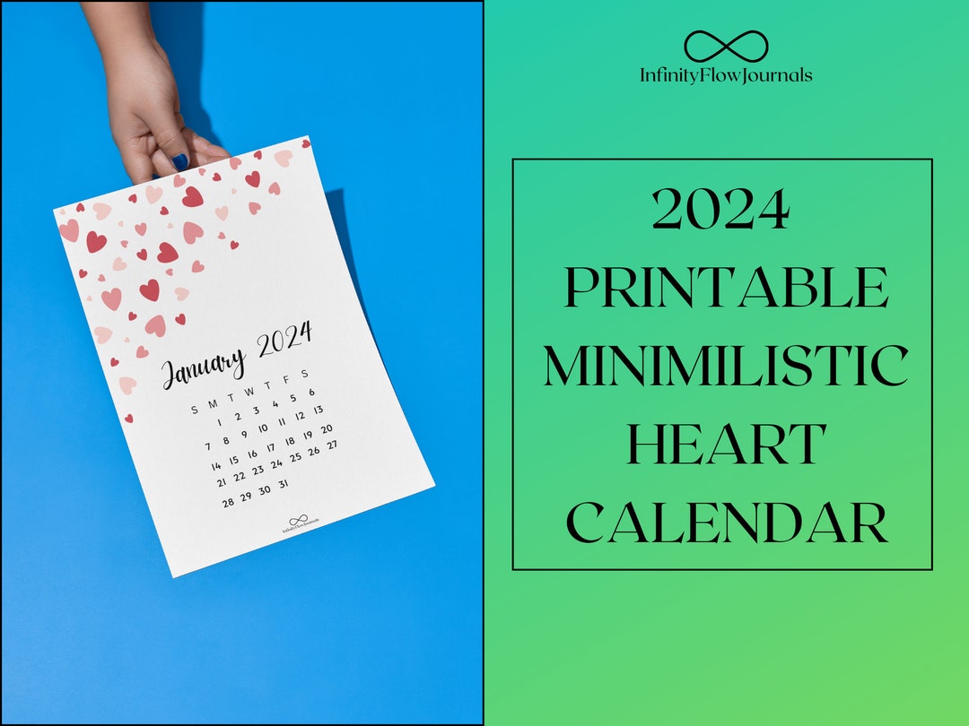 2024 Pink Heart Calendar Pink Heart Digital Calendar Pink Pink Decor ...