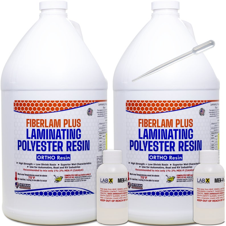 FIBERLAM PLUS 1-10G Polyester RESIN 1-10 Gallon +mekp; Low Viscosity ...