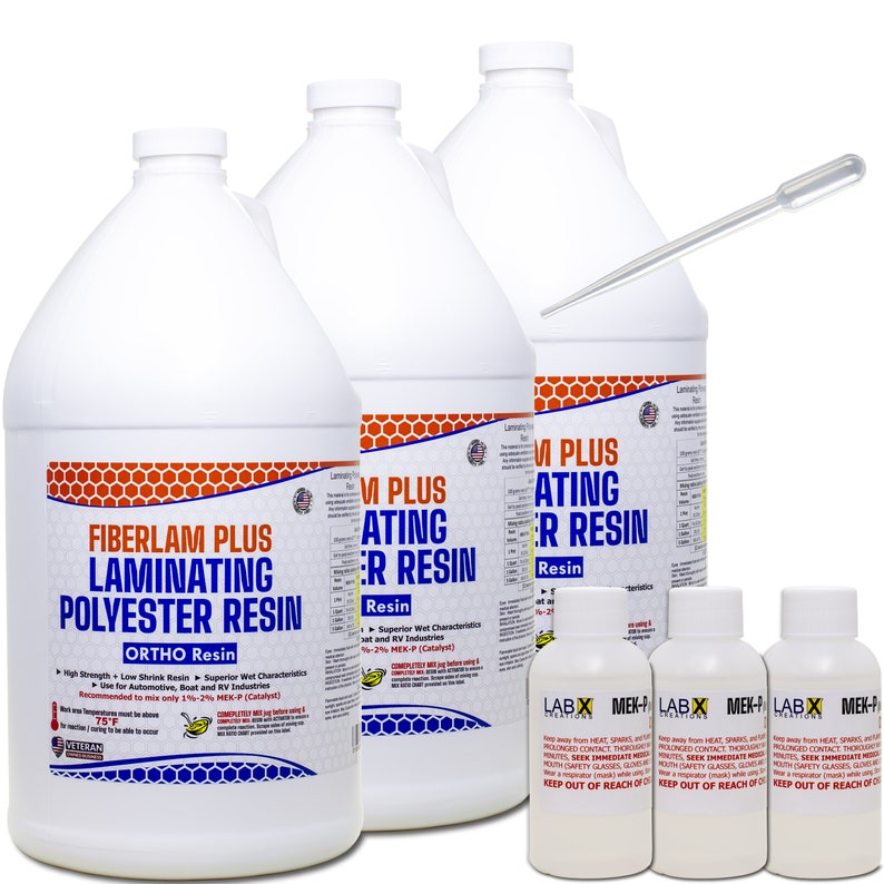 Fiberlam Plus Polyester Laminating Resin 1-10 Gallon Kits With 2oz MEKP ...