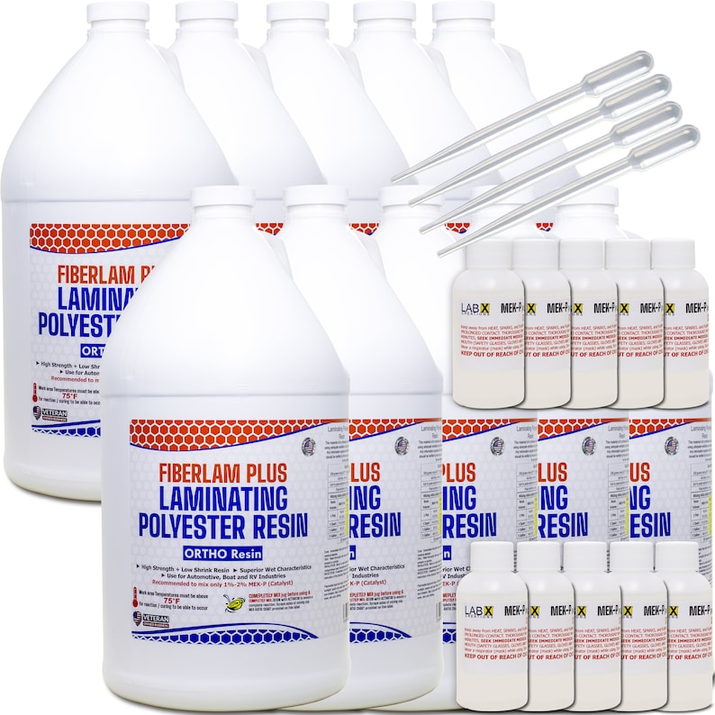 Fiberlam Plus Polyester Laminating Resin 1-10 Gallon Kits With 2oz MEKP ...
