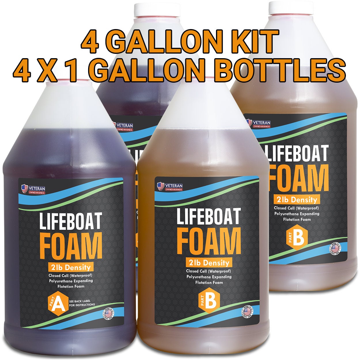 2lb Density Urethane Pour Foam 1-4 Gallon Kits, Closed Cell: Boat ...