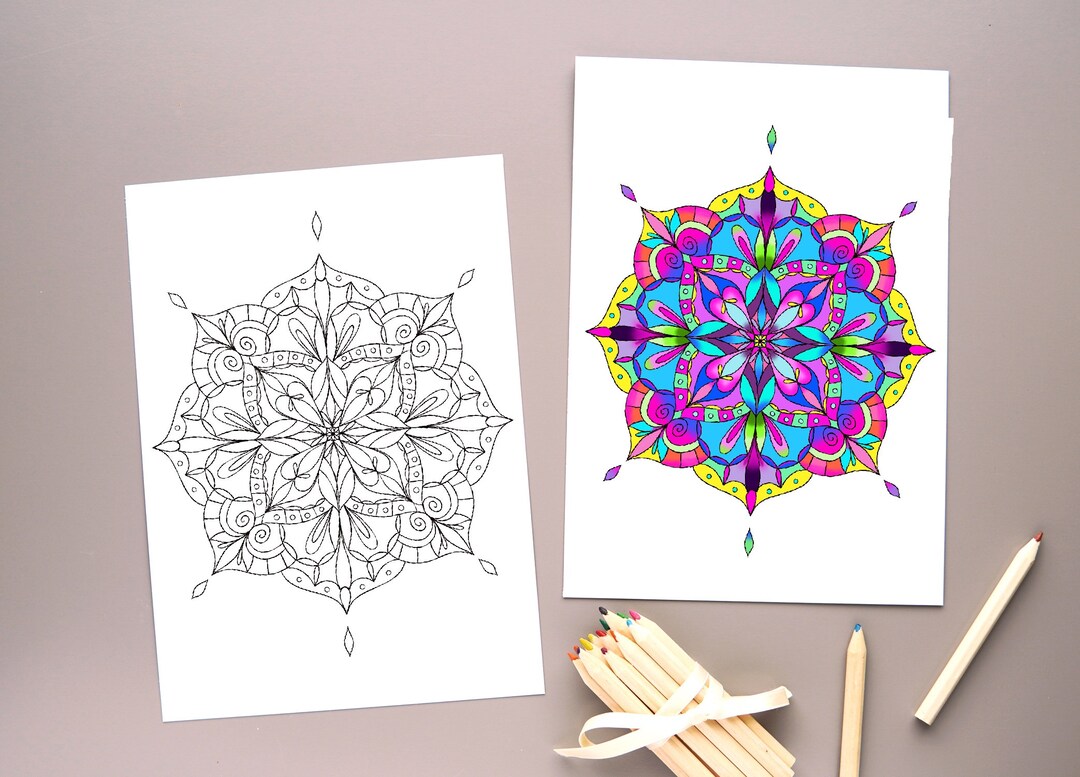 20 Hand Drawn Mandala Coloring Pages for Kids and Adults - Etsy