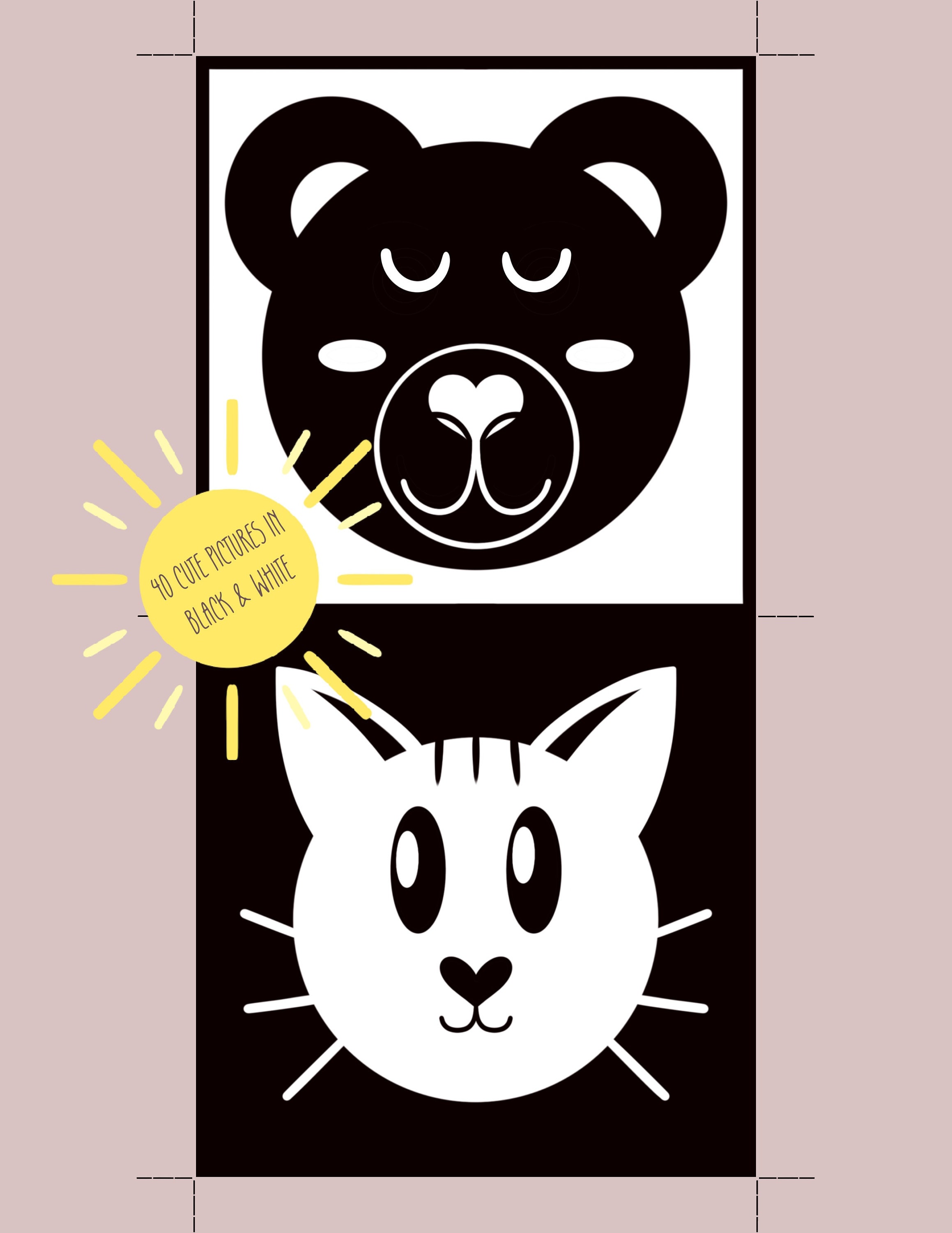 40 High Contrast Black and White Baby Sensory Cards - Etsy