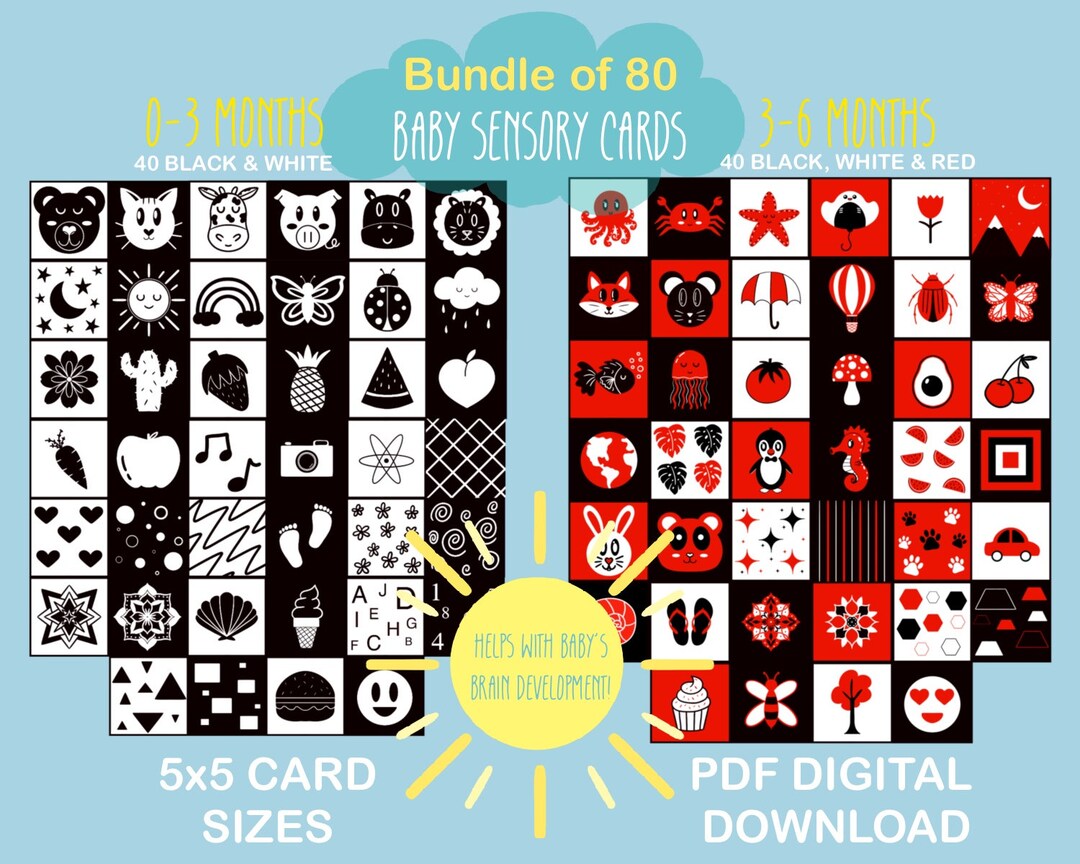 80 High Contrast Baby Sensory Cards Bundle - Etsy