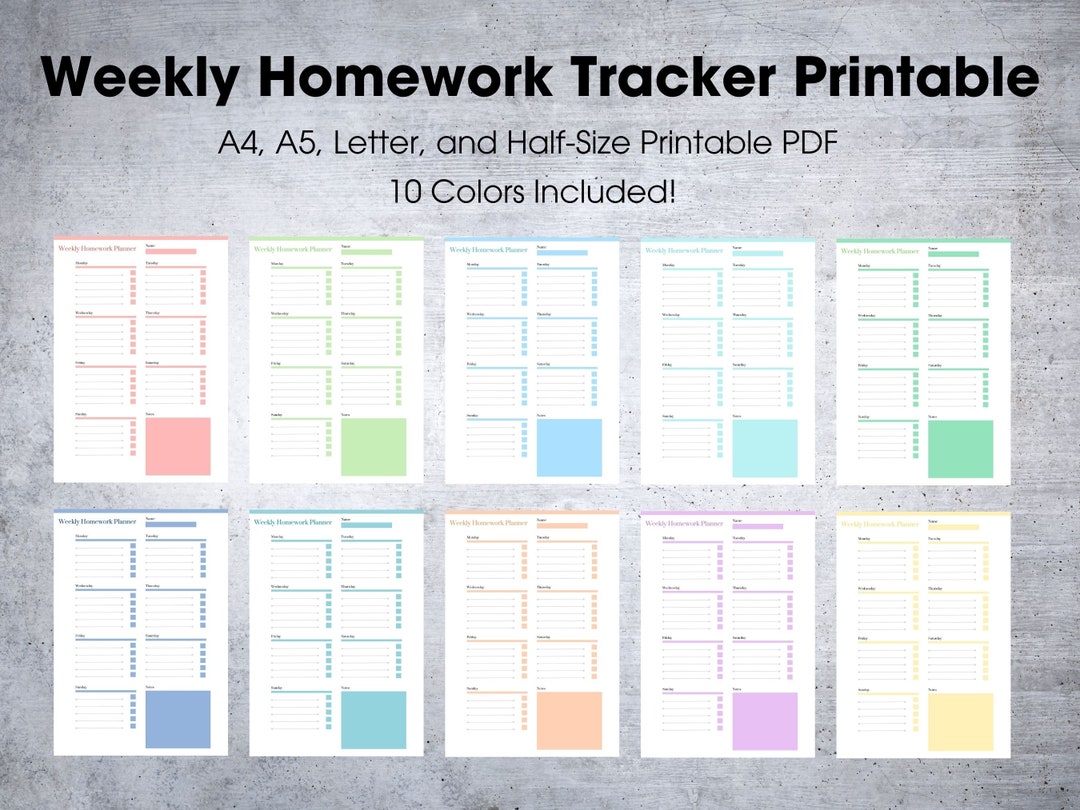 Homework Checklist, Homework Planner, Printable Student Planner, Study ...