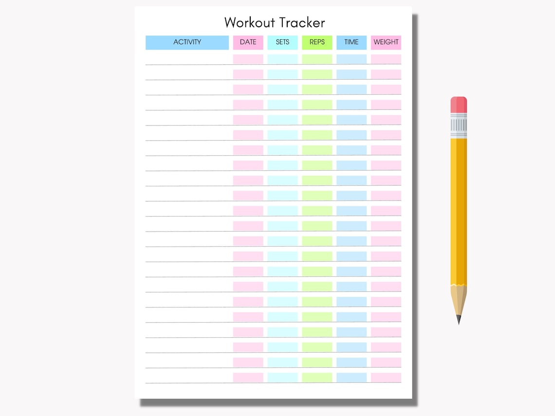 Workout Tracker Printable, Daily Exercise Planner, Printable PDF - Etsy