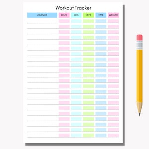 Workout Tracker Printable, Daily Exercise Planner, Printable PDF - Etsy