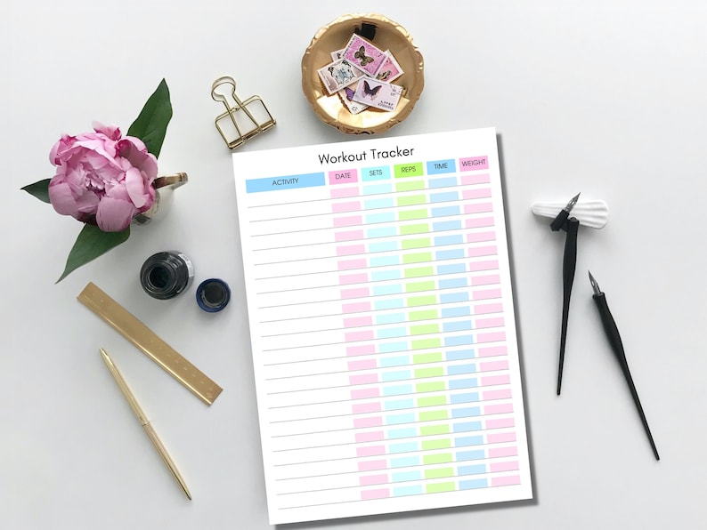 Workout Tracker Printable, Daily Exercise Planner, Printable PDF - Etsy