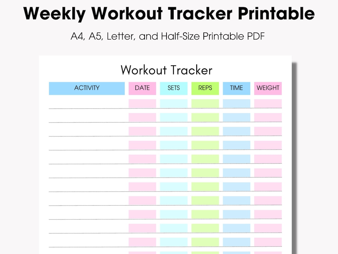 Workout Tracker Printable, Daily Exercise Planner, Printable PDF - Etsy