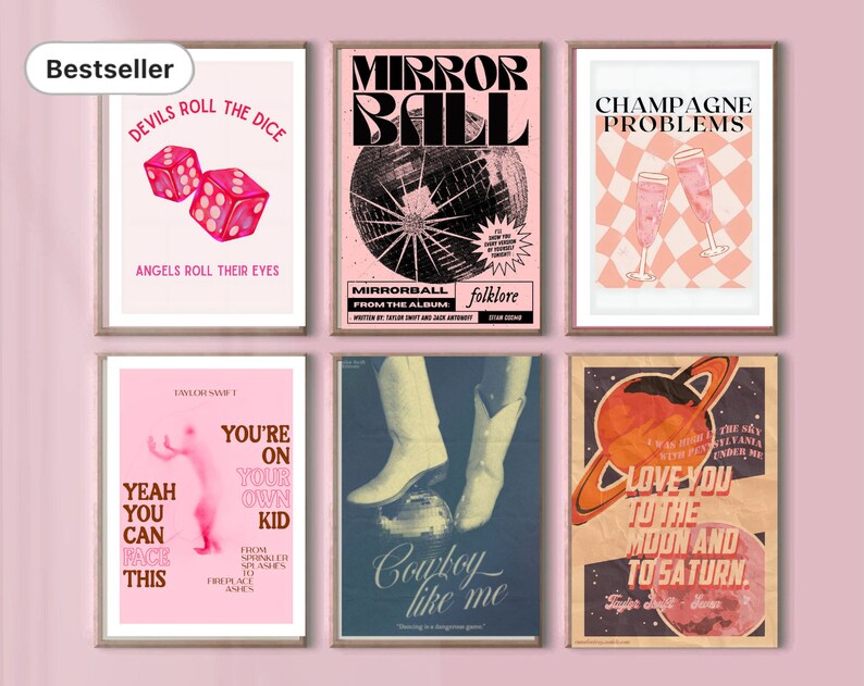Taylor Swift Inspired Pink Poster Pack, Swiftie, Room Decor, Gift for ...