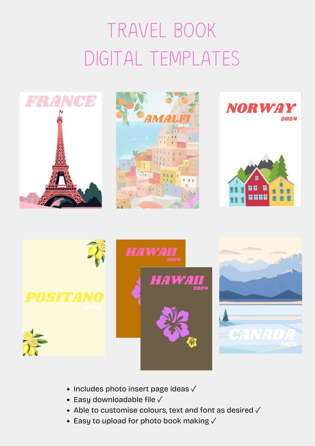 Graphic Travel Book Template - Etsy