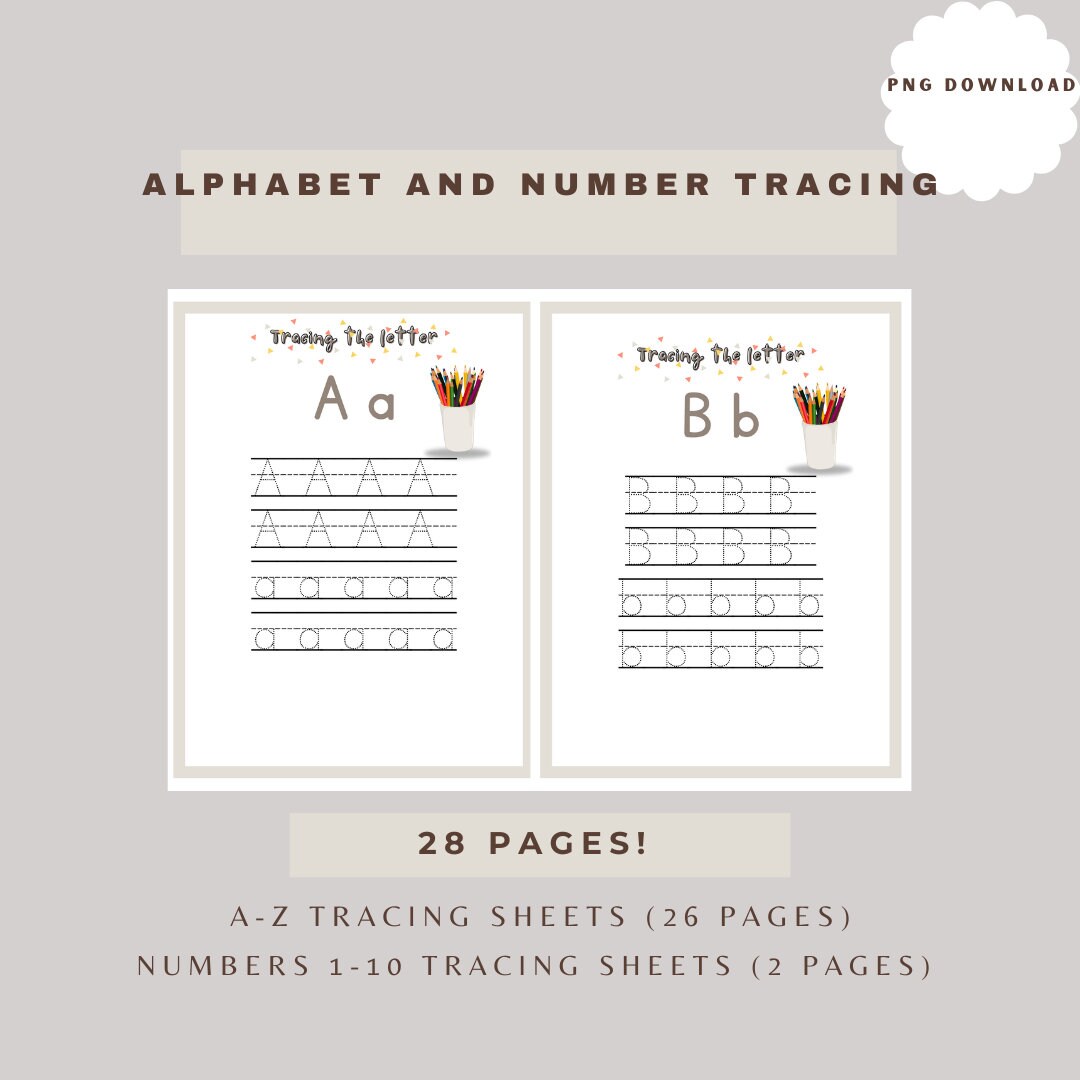 Letters and Numbers Tracing - Etsy