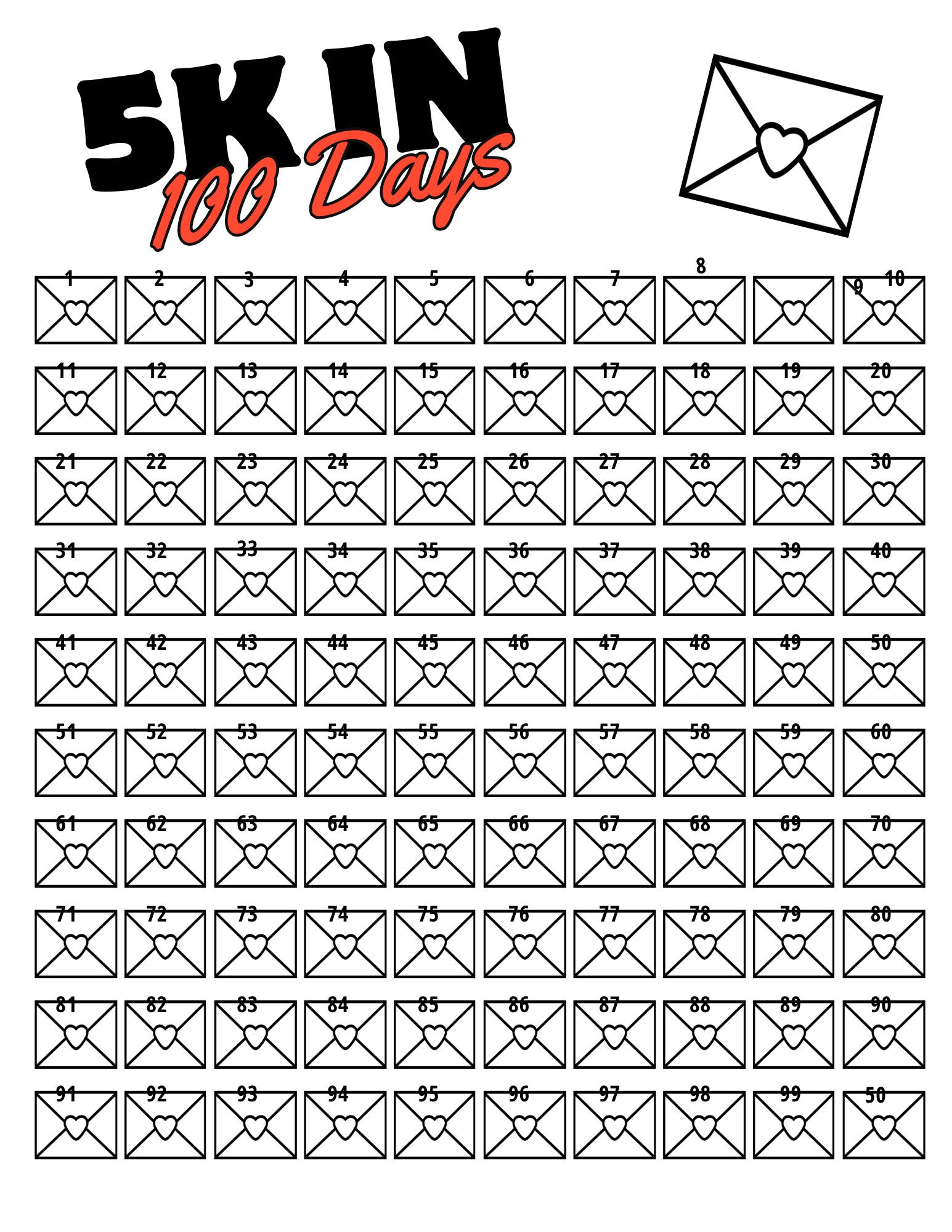 5k Money Saving Challenge Printable / Save 5000 in 100 Days / Savings ...