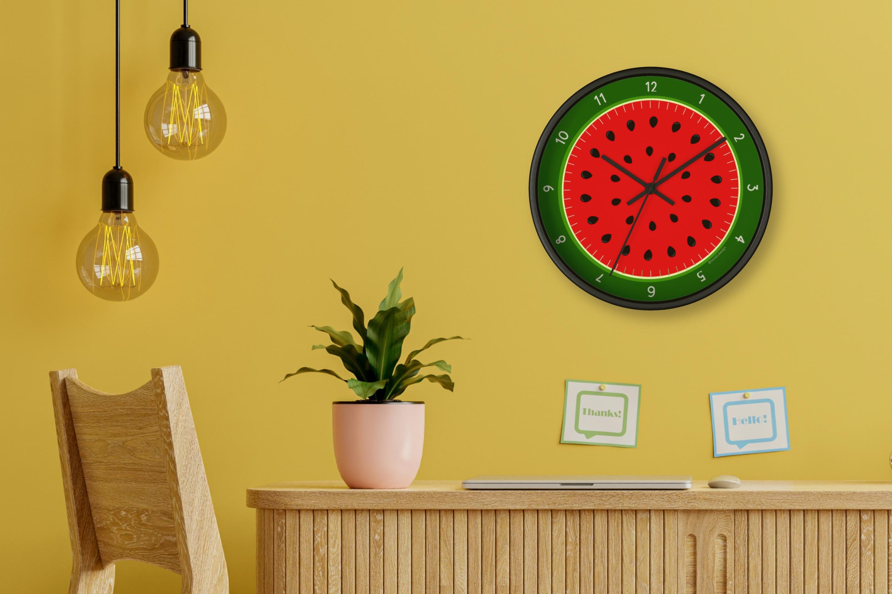 Watermelon Wall Clock, Funky Wall Clock, Fruit Clock for Kitchen ...