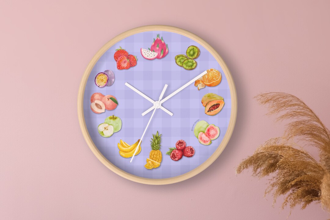 Fruitful Delight Wall Clock, Fruits Clock for Kitchen, Fruity Kitchen ...
