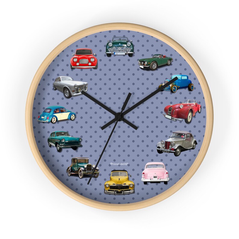 Retro Rides Wall Clock, Vintage Cars Wall Clock, Retro Cars Wall Clock ...