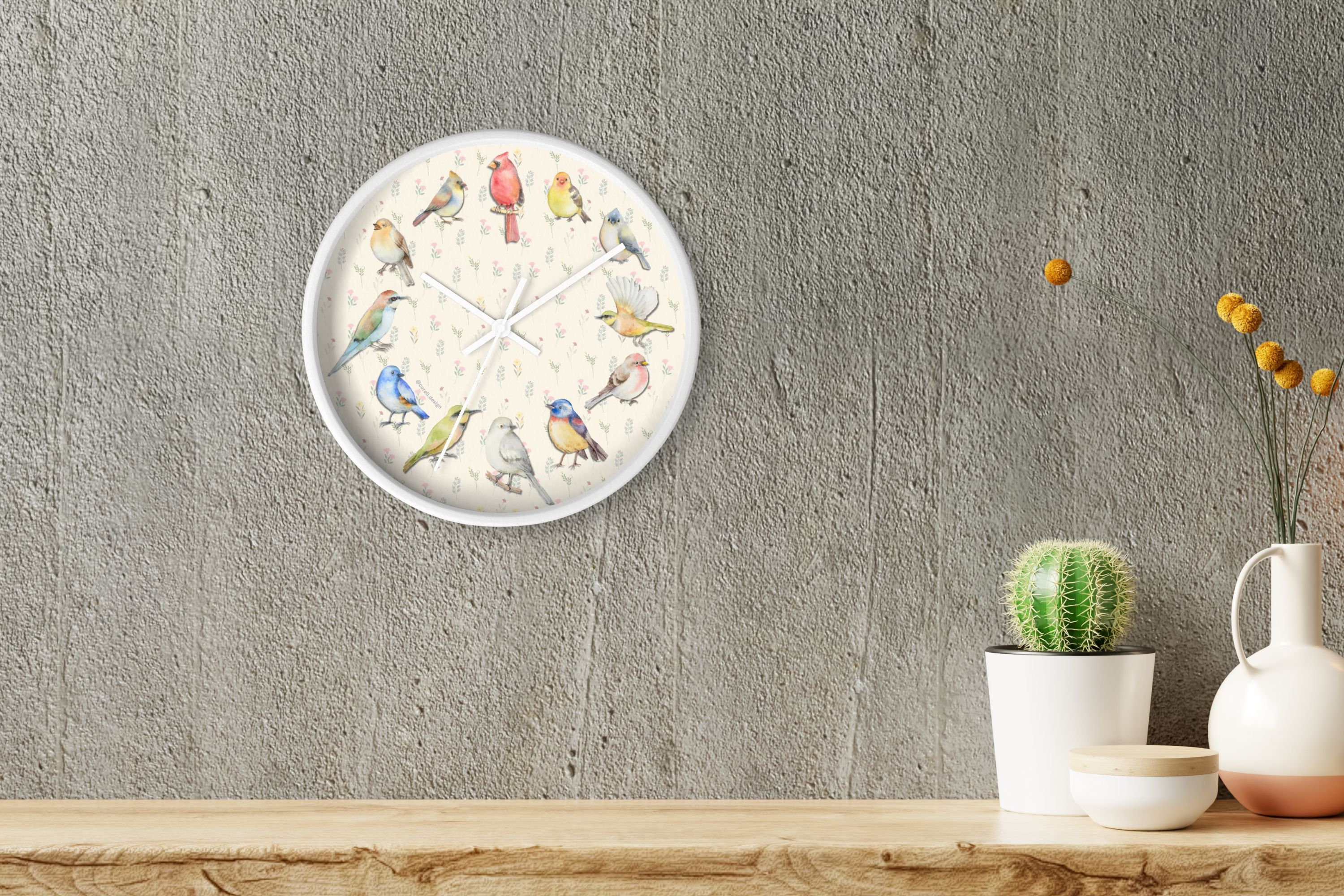 Bird Watching Wall Clock, Cute Birds Wall Clock, Birds Clock for ...
