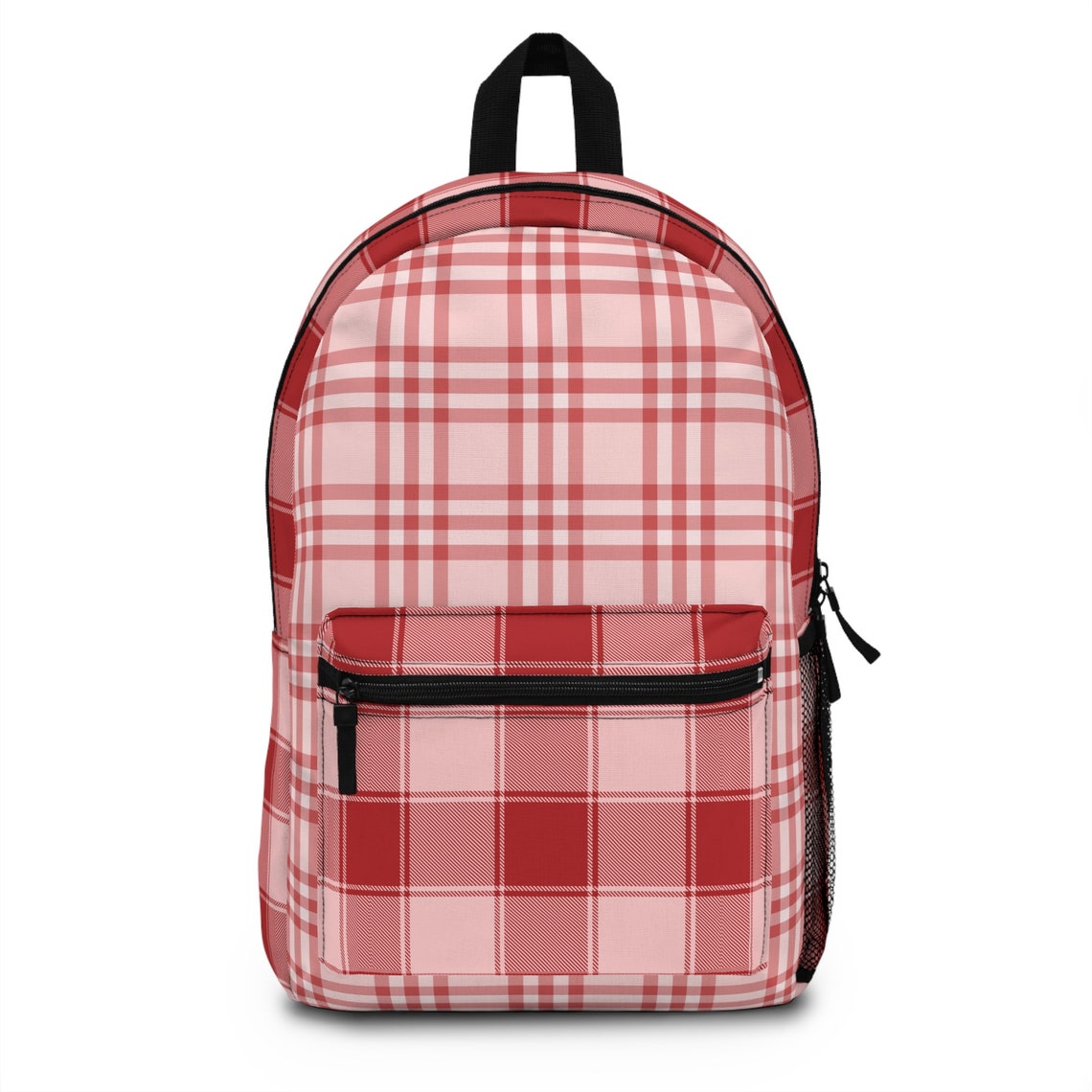Plaid Backpack | Check Flannel Print Bag | Pink and Red | Waterproof - Etsy